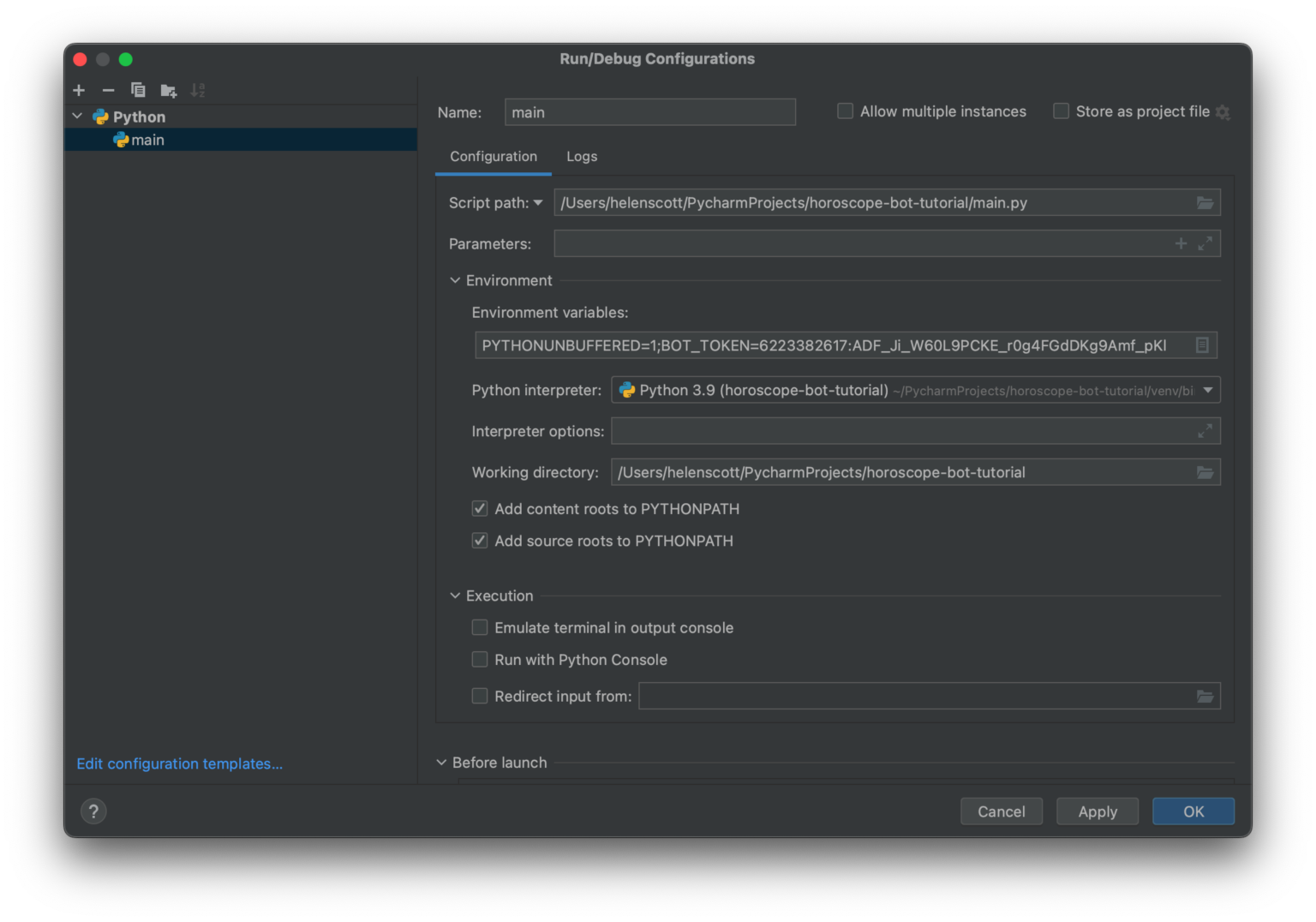 Creating a Python Telegram bot in PyCharm - In this blog post I'll cover the initial PyCharm ...